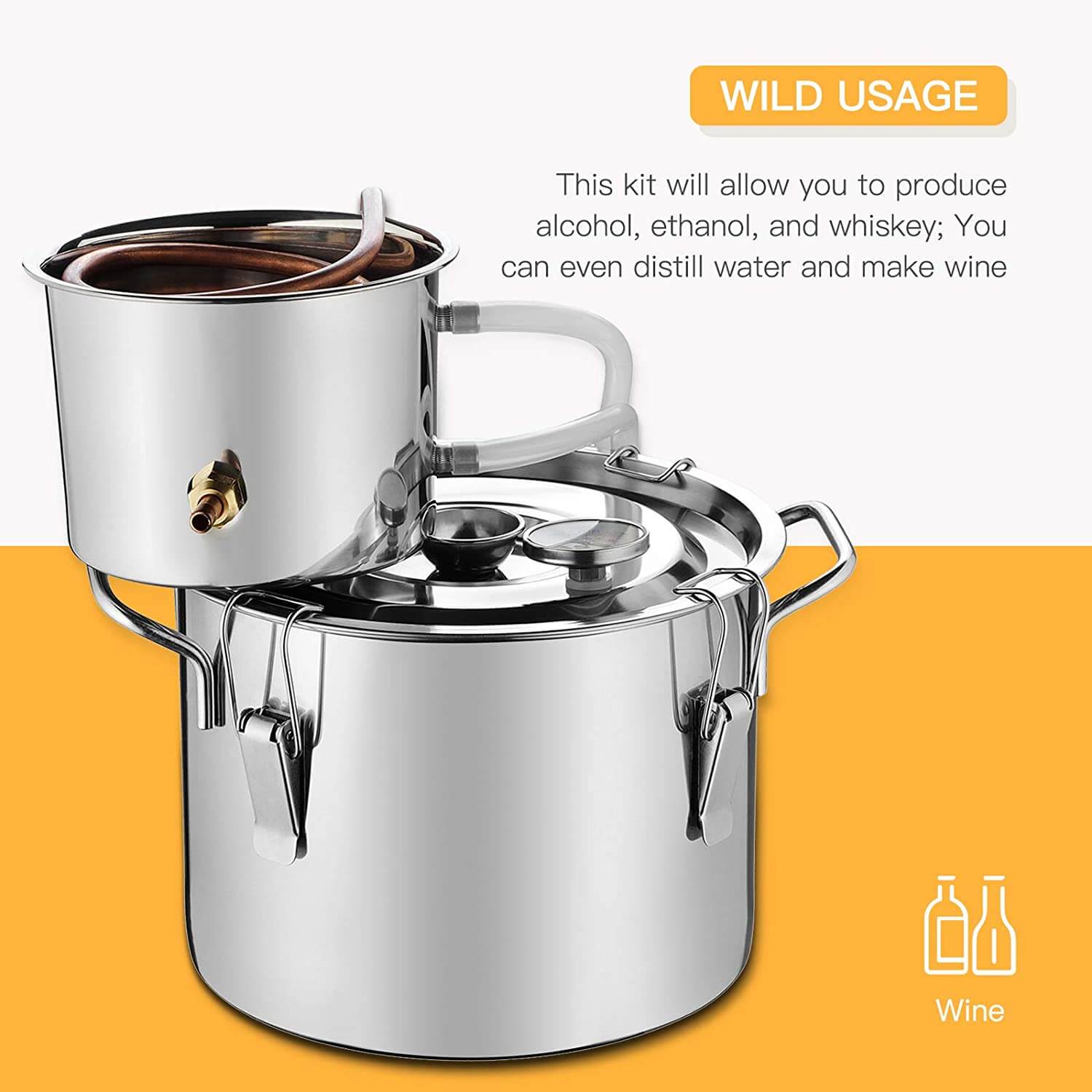 8 Gallon 30 L Alcohol Distiller Boiler Water Home Distiller Wine Makin ...